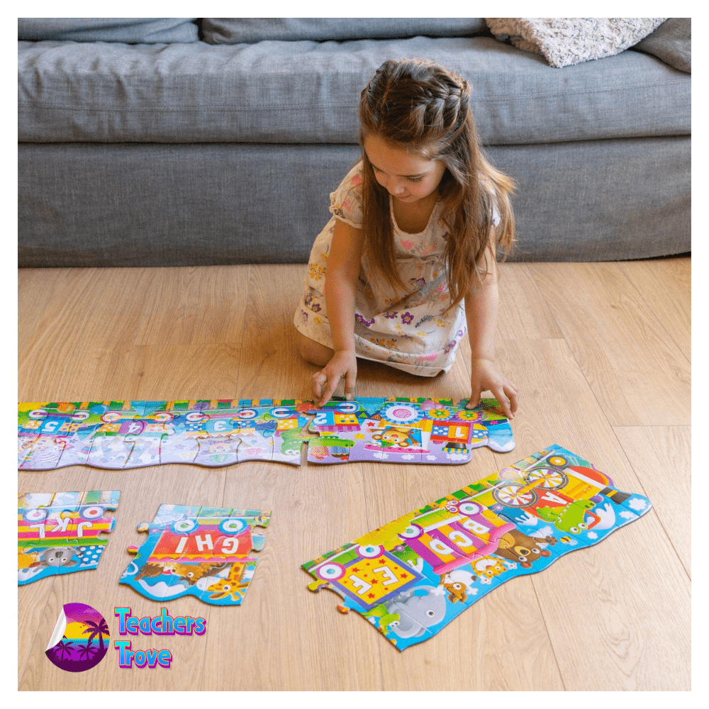 Giant ABC & 123 trains puzzle set - Teachers Trove