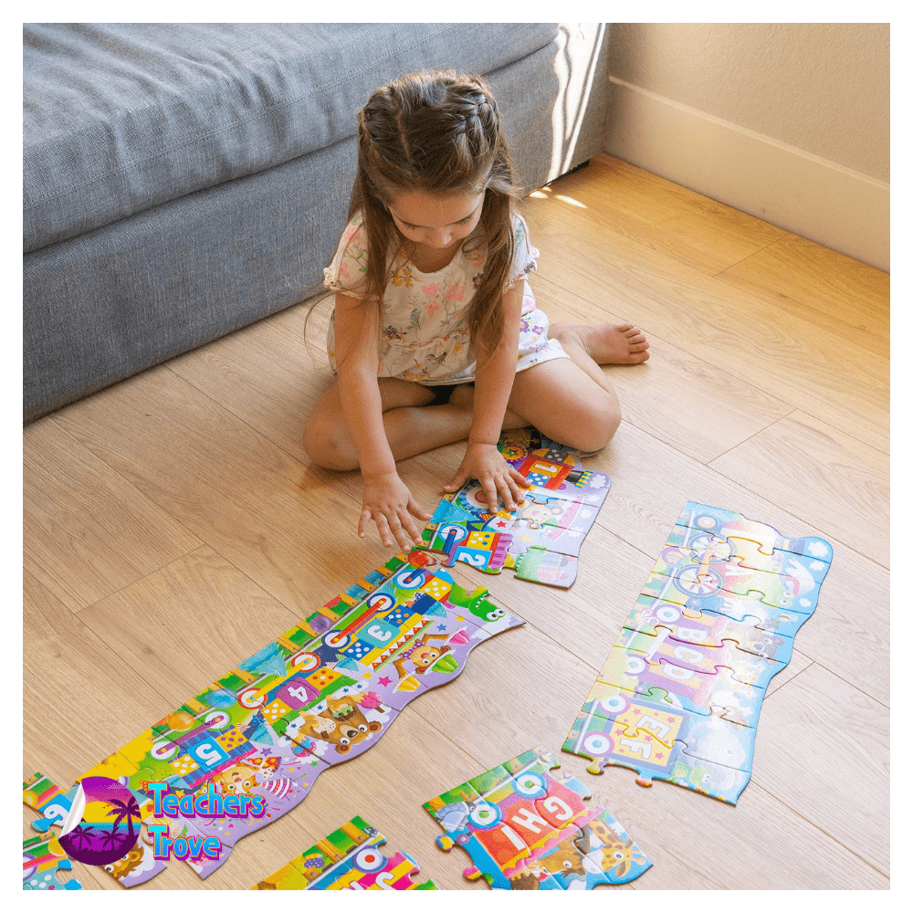 Giant ABC & 123 trains puzzle set - Teachers Trove