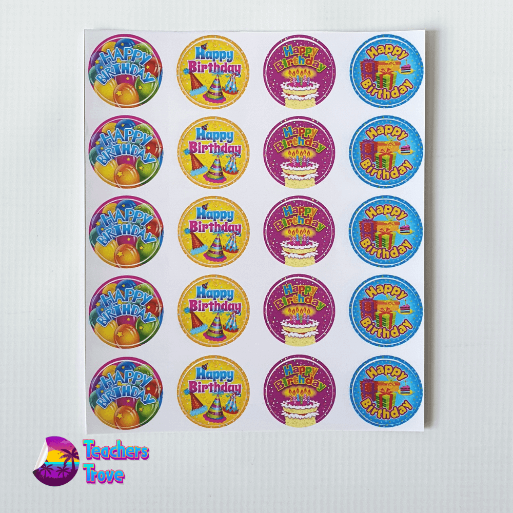 Happy Birthday Stickers Pack - Teachers Trove